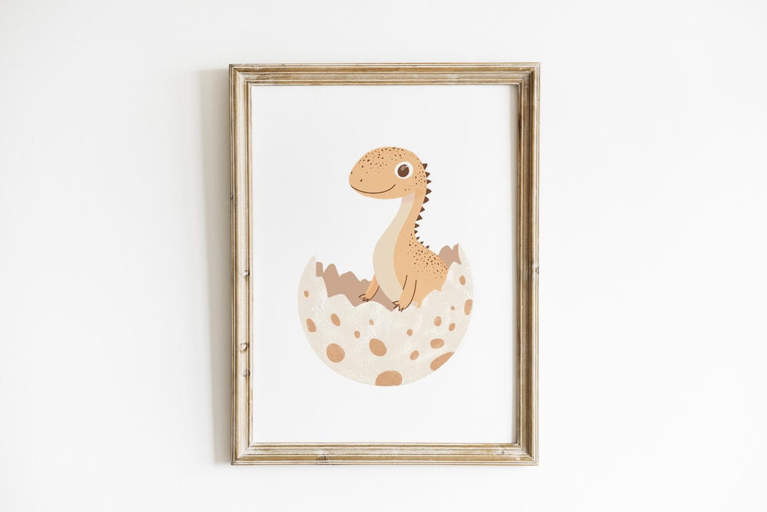 Dinosaur Nursery Wall Art Baby Dino Egg Print Neutral Toddler Room ...