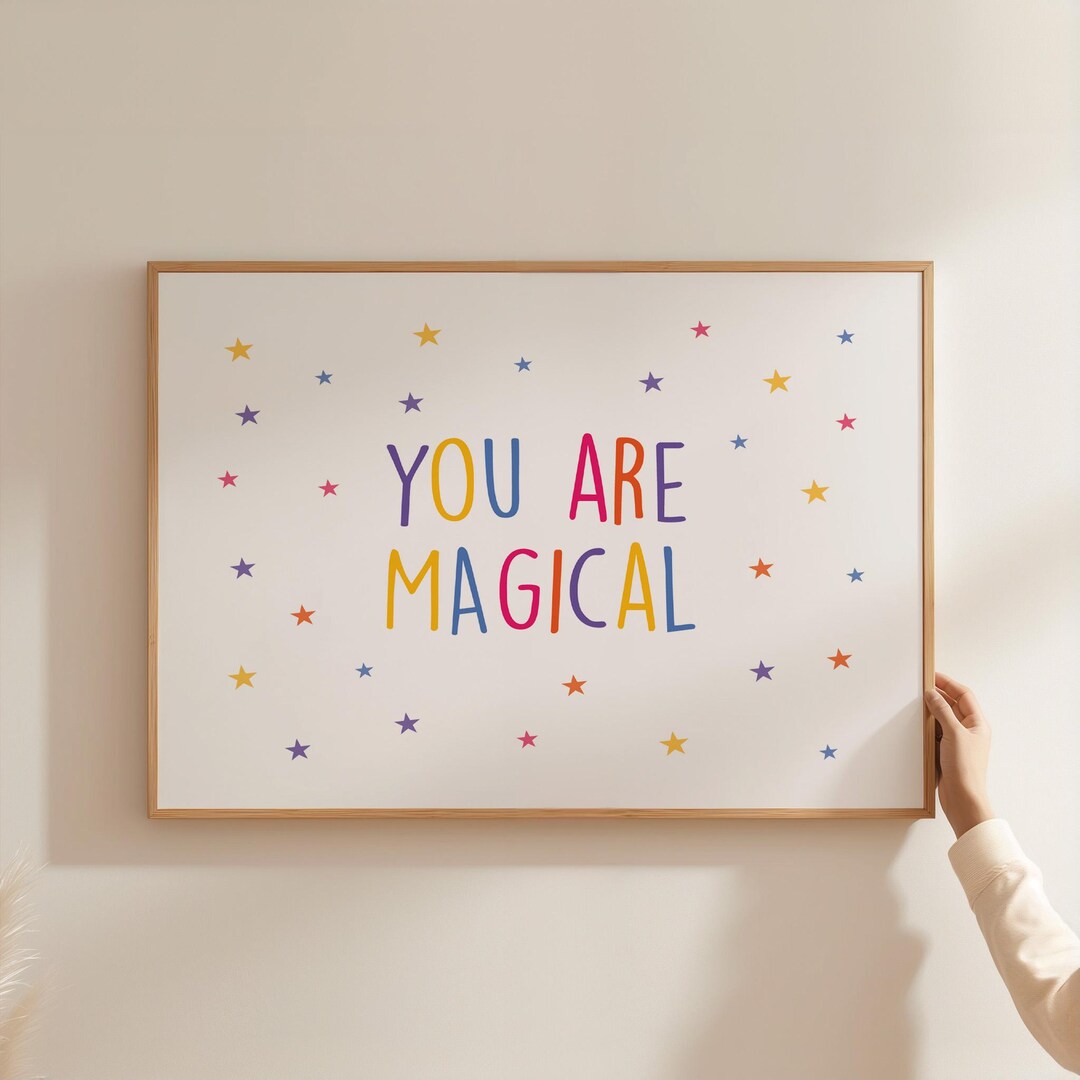 You Are Magical Playroom Wall Art Colorful Star Print Whimsical Kids ...