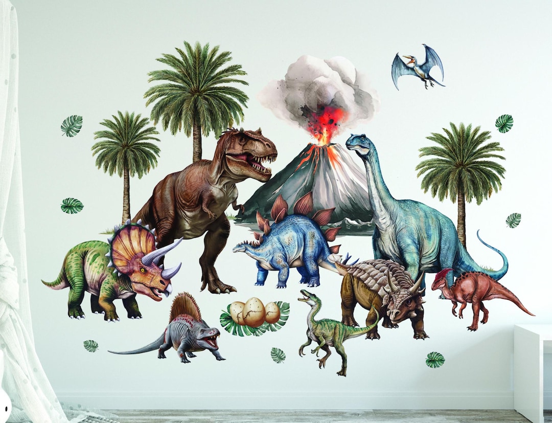 Dinosaur Wall Decals Jurassic Nursery Wall Decor Large Dino Wall ...