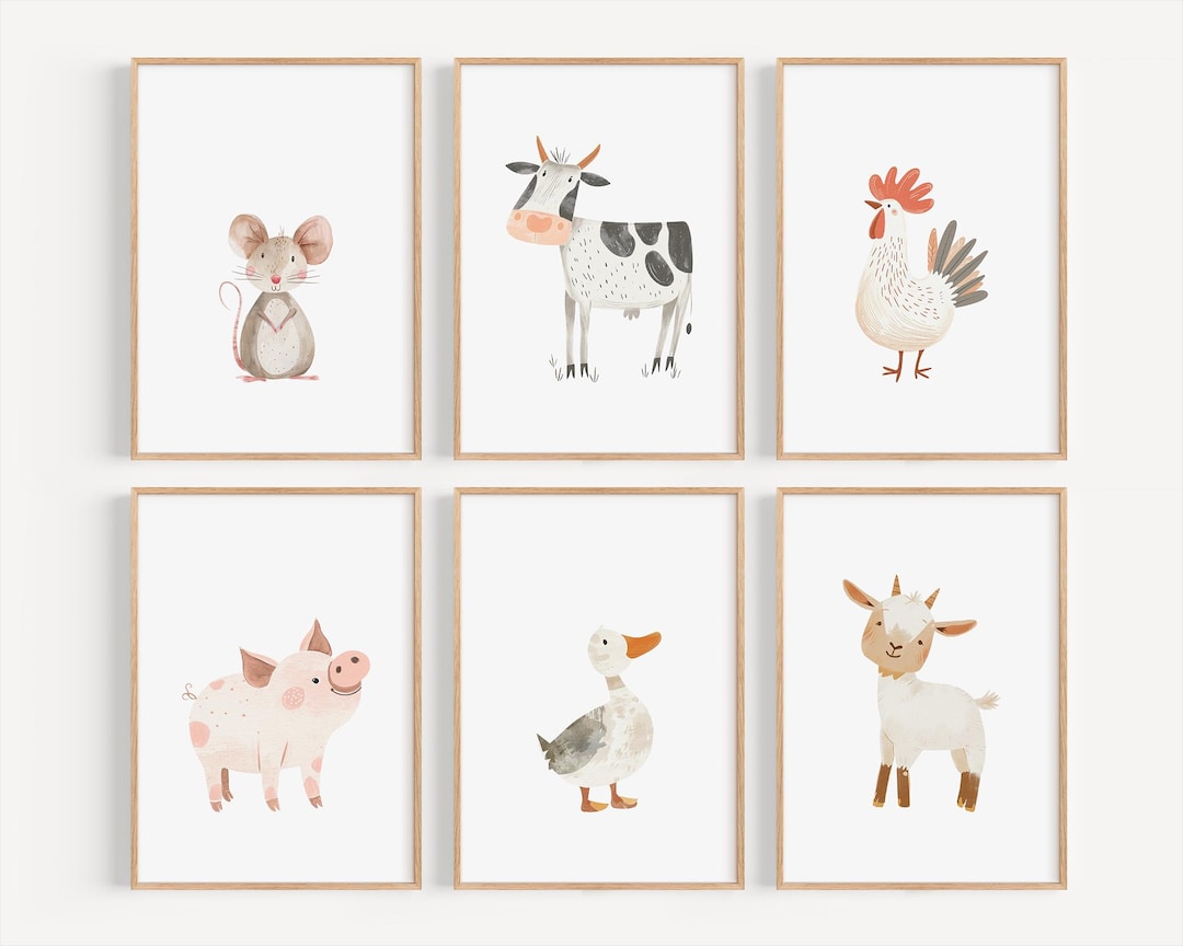 Farm Animal PRINTED Art Prints. Farm Nursery Art Prints Farm Animal ...