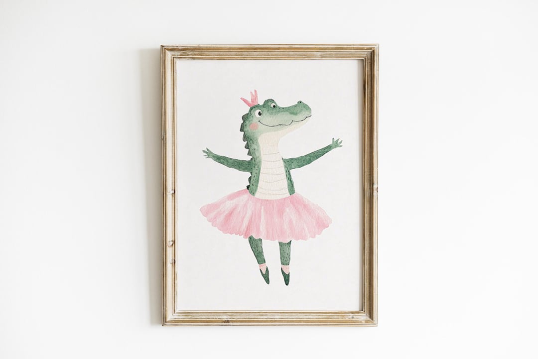 Ballerina Nursery Wall Art Whimsical Alligator Print Pink Tutu Art Pink ...
