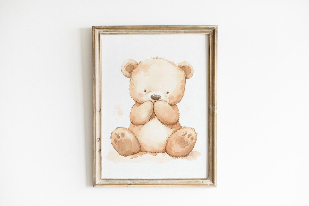 Bear Nursery Wall Art Watercolor Baby Bear Print Neutral Woodland ...