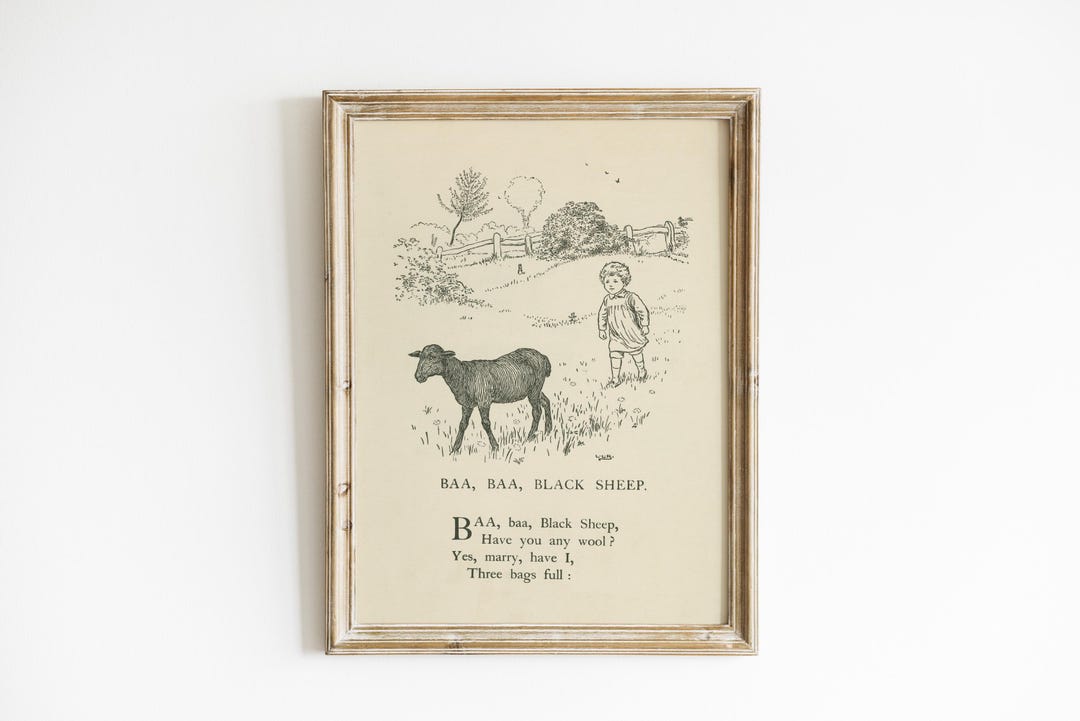 Vintage Baa Baa Black Sheep Nursery Art Print Nursery Rhyme Art Gender ...