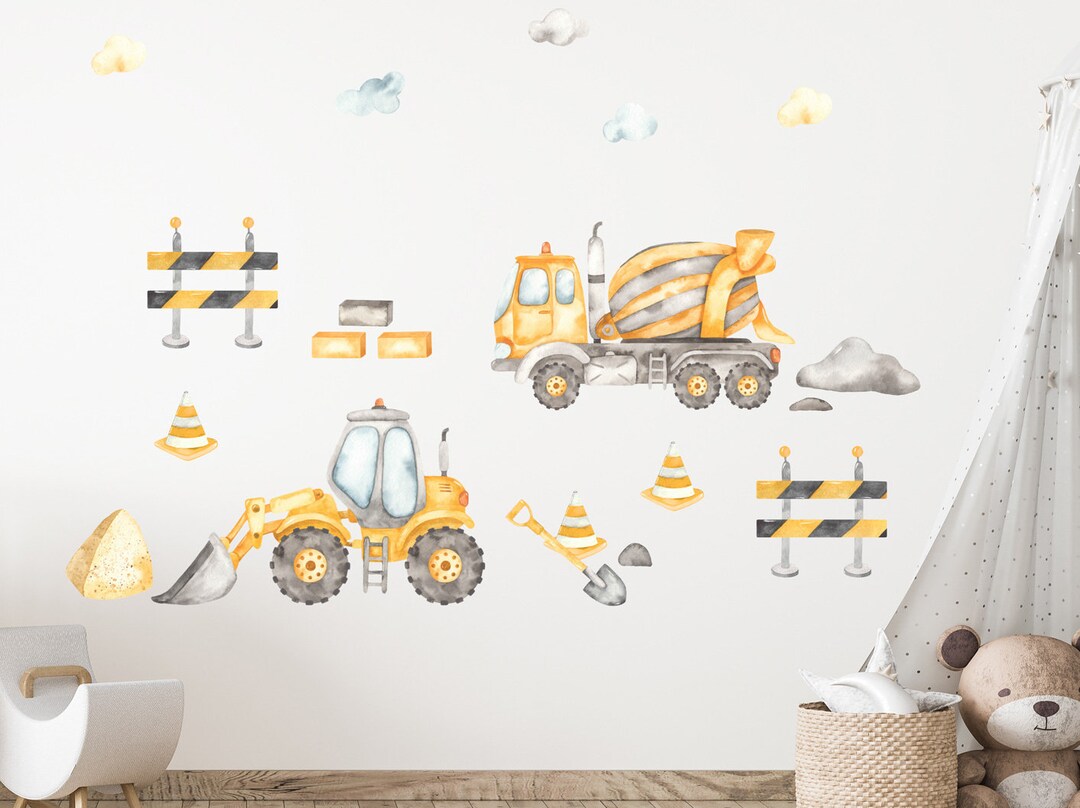 XL Construction Fabric Wall Decal or Vinyl Wall Decals. Repositionable ...