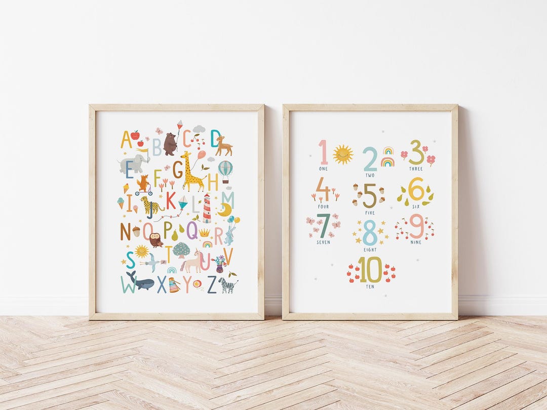 Alphabet and Numbers PRINTED Art Print Safari Alphabet and Counting ...