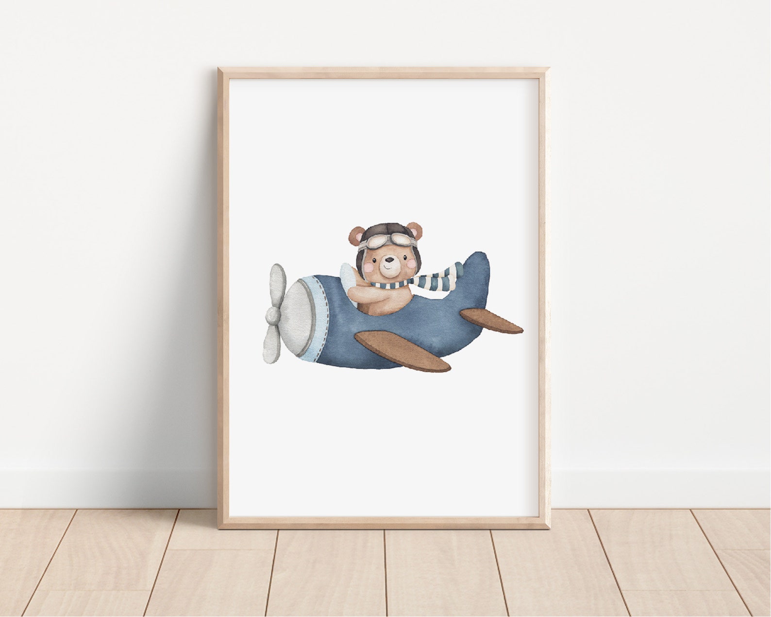 Bear Plane Nursery Art Printed Art Print, Bear and Plane Printed and ...