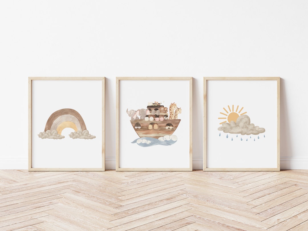 Noah's Ark Printed Art Print, Christian Nursery Printed and Shipped ...