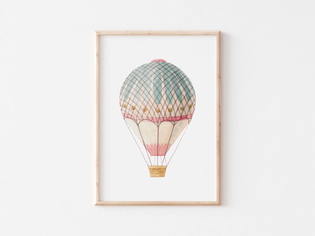 Green Hot Air Balloon Printed Art Print, Printed and Shipped Watercolor ...