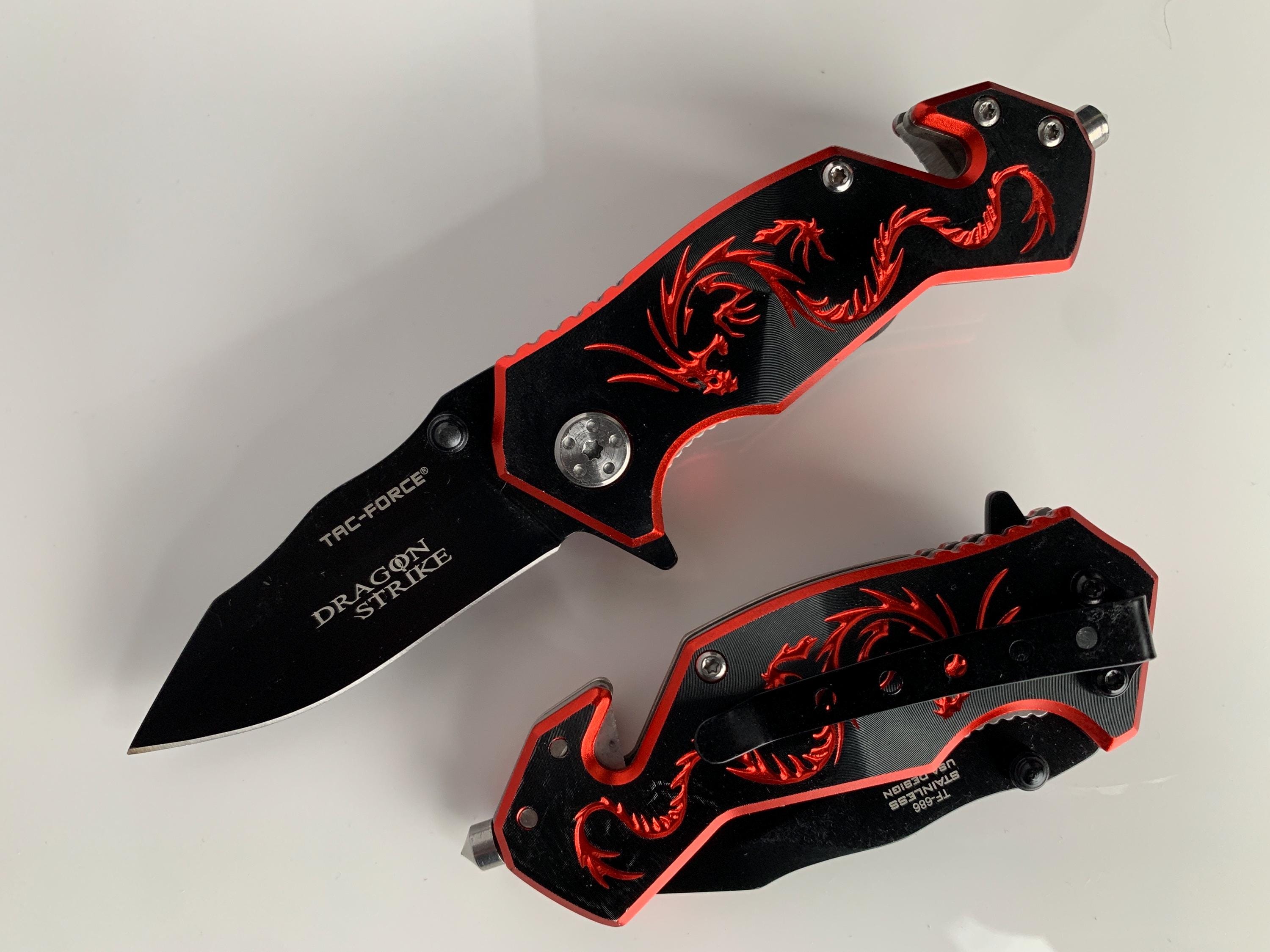 Personalized RED Dragon Pocket Knife Custom RED Dragon Engraved Pocket ...