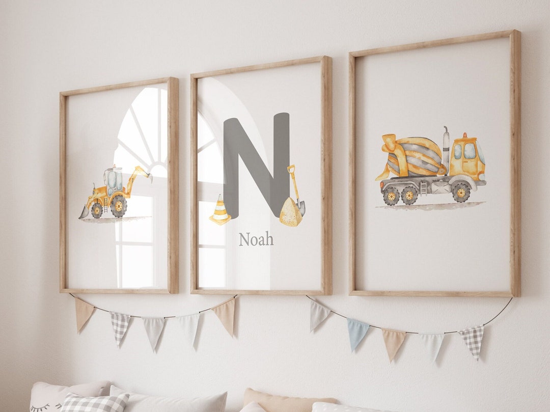 Personalized Construction Nursery Prints Construction Boy Art Prints ...