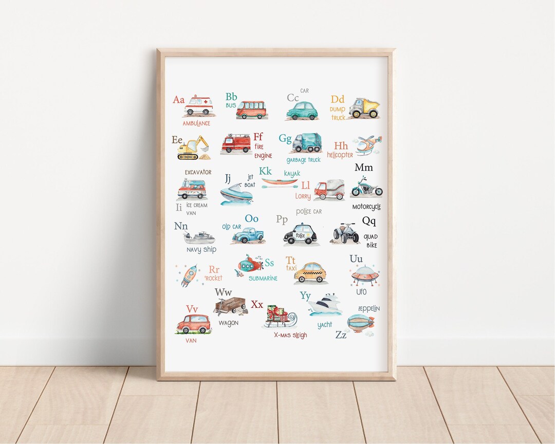 Transportation Vehicle Alphabet PRINTED Art Prints Cars Alphabet Prints ...