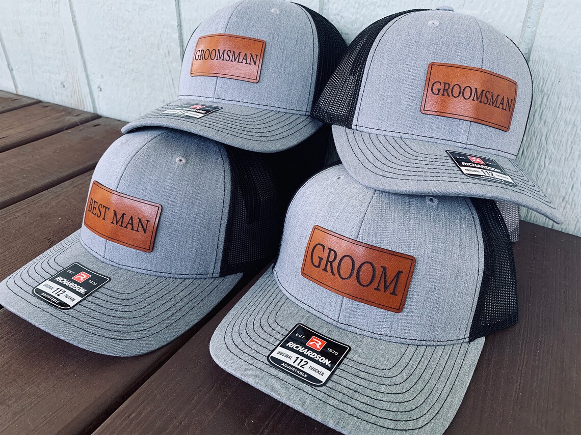 Wedding Leather Hat Set of 4 for Wedding Photos. Hats for Groom ...