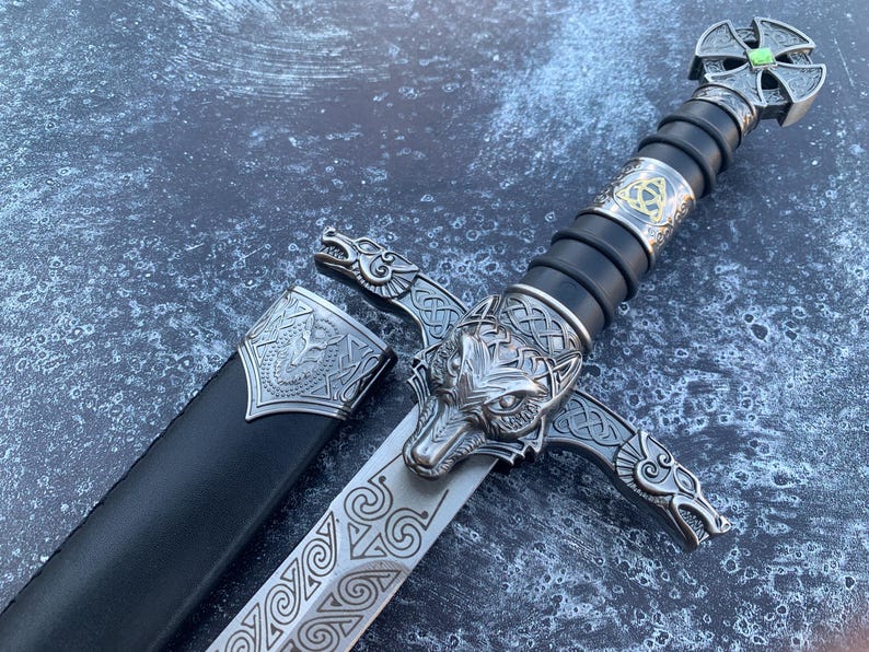 Personalized Medieval Wolf DAGGER 17" LEATHER Sheath Custom Dagger ...