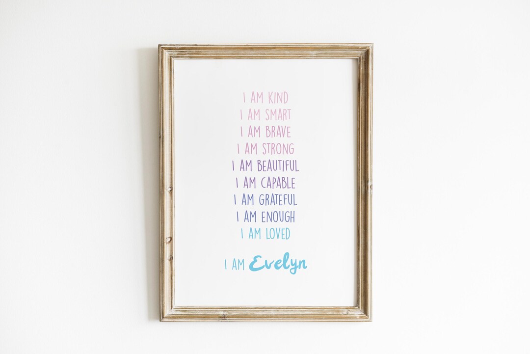 Personalized Kids Affirmations Wall Art Mermaid Nursery Wall Decor ...