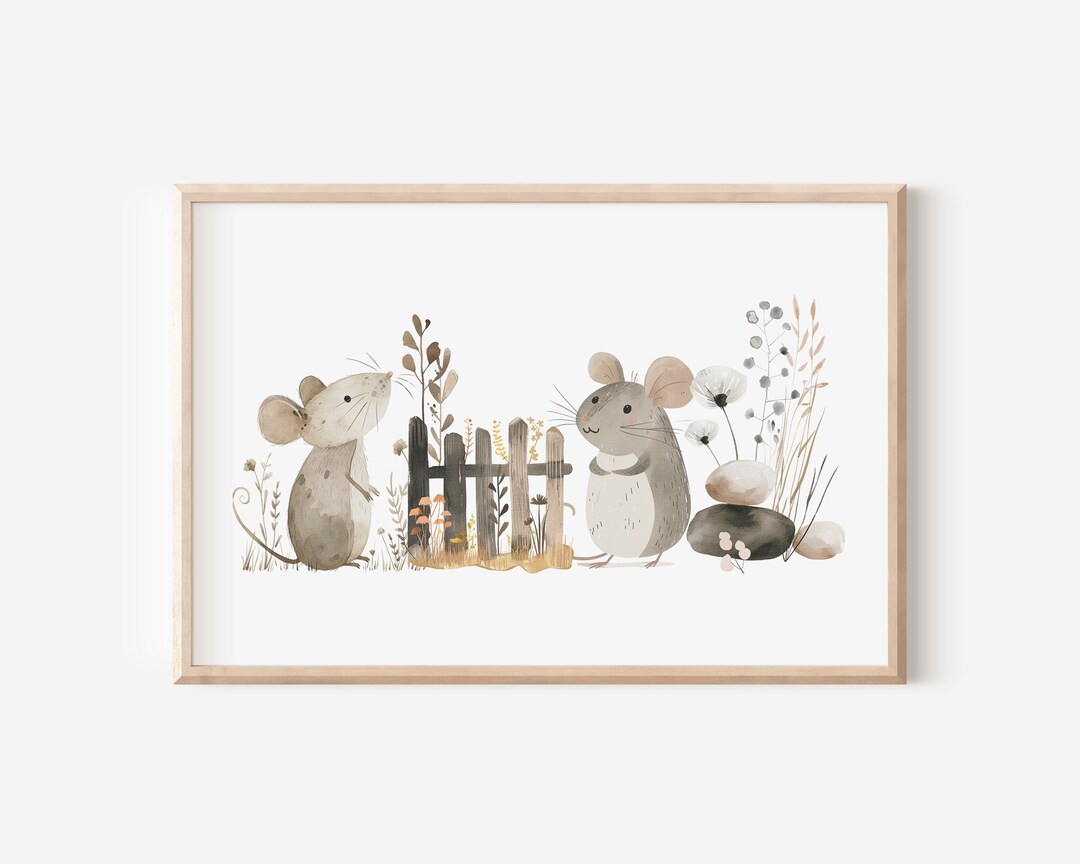 Mouse Farm Printed Cute Mice Art Print, Cute Farm Animal Mice Printed ...