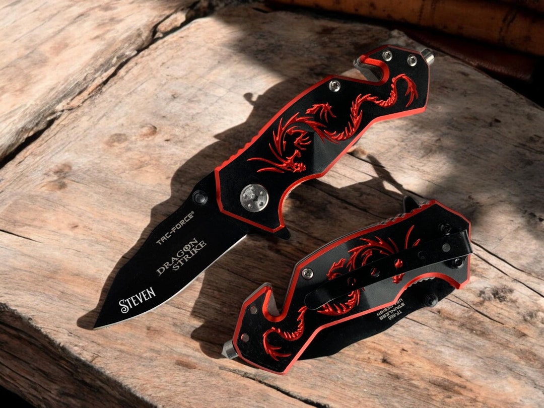 Personalized RED Dragon Pocket Knife Custom RED Dragon Engraved Pocket ...