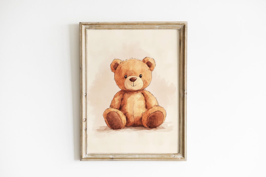 Earth Tone Teddy Bear Nursery Beige Art Print Neutral Nursery Teddy ...