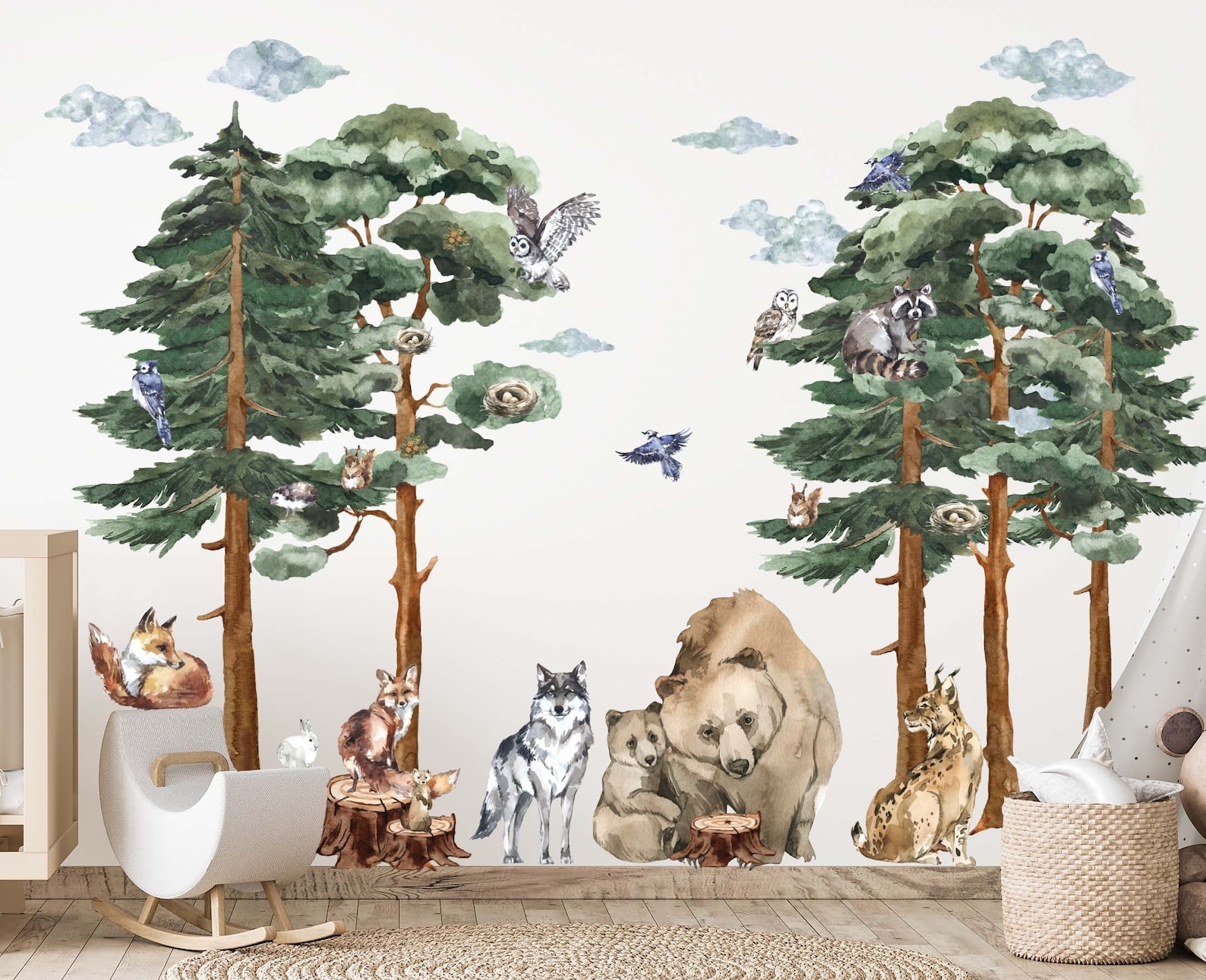 XL Woodland Wall Decal Backwoods Woodland Nursery Décor - Etsy