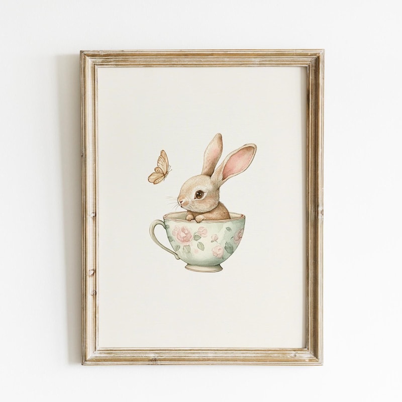Vintage Bunny Print - Etsy