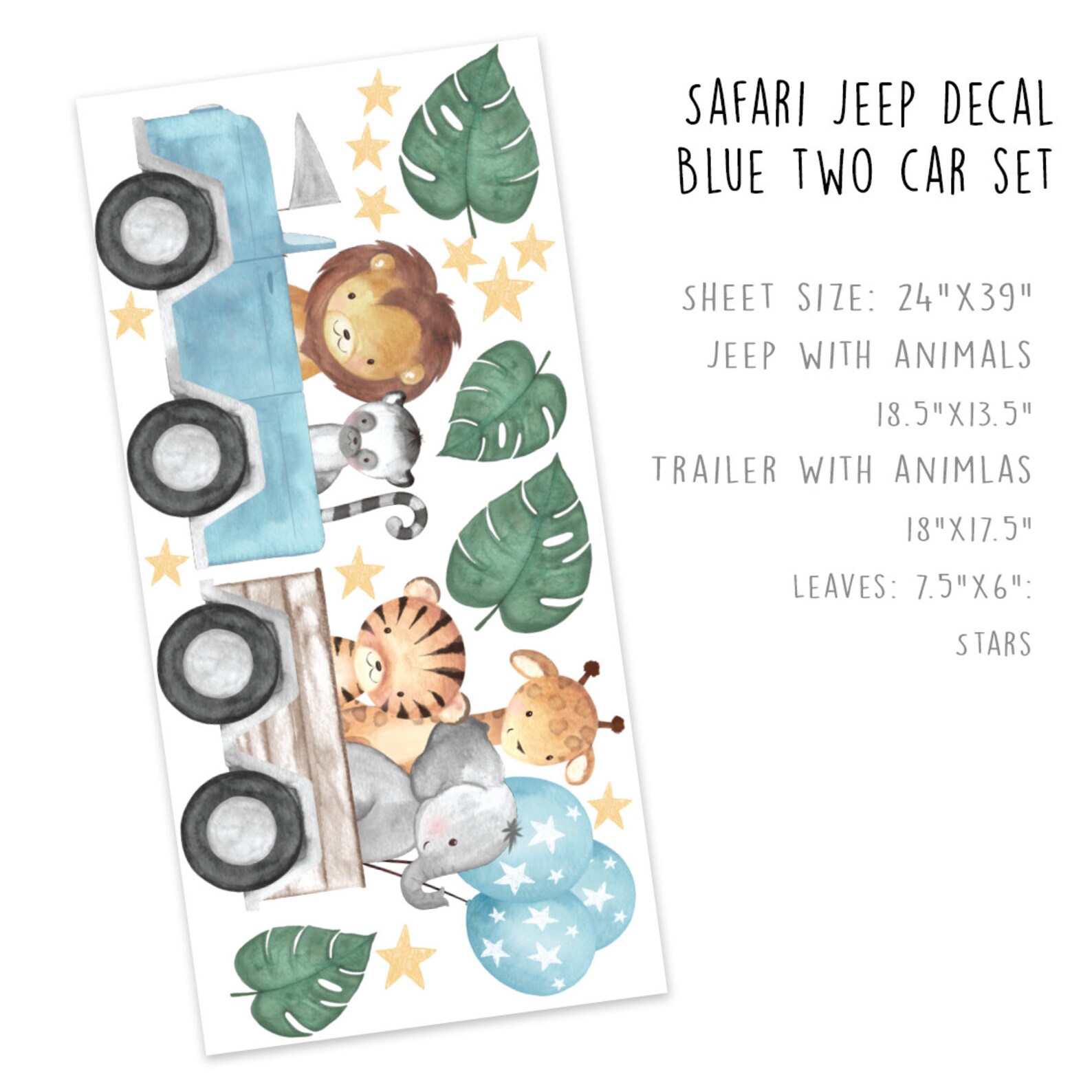 Safari Animals Wall Decal Nursery Decor. Safari Wall Decals - Etsy