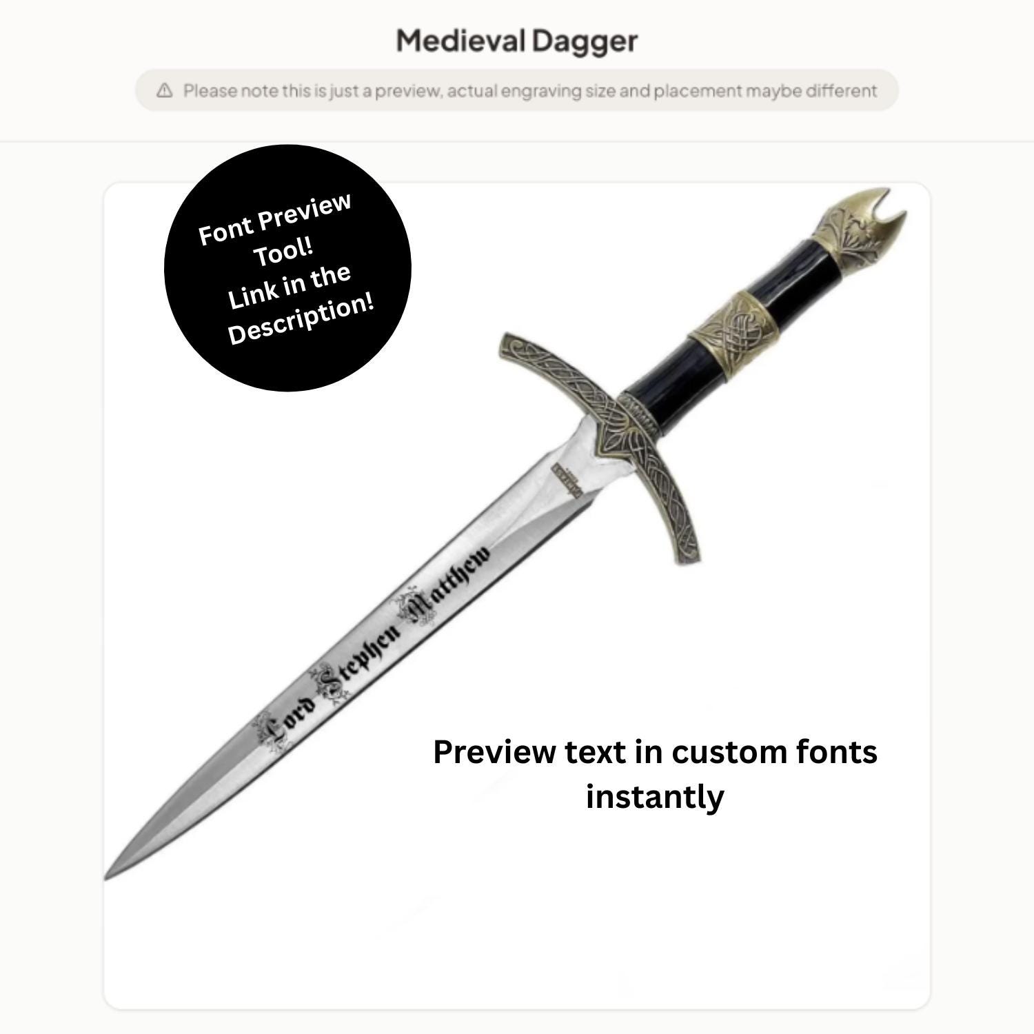 Personalized Medieval Dagger + Sheath Custom Dagger Custom Cosplay ...
