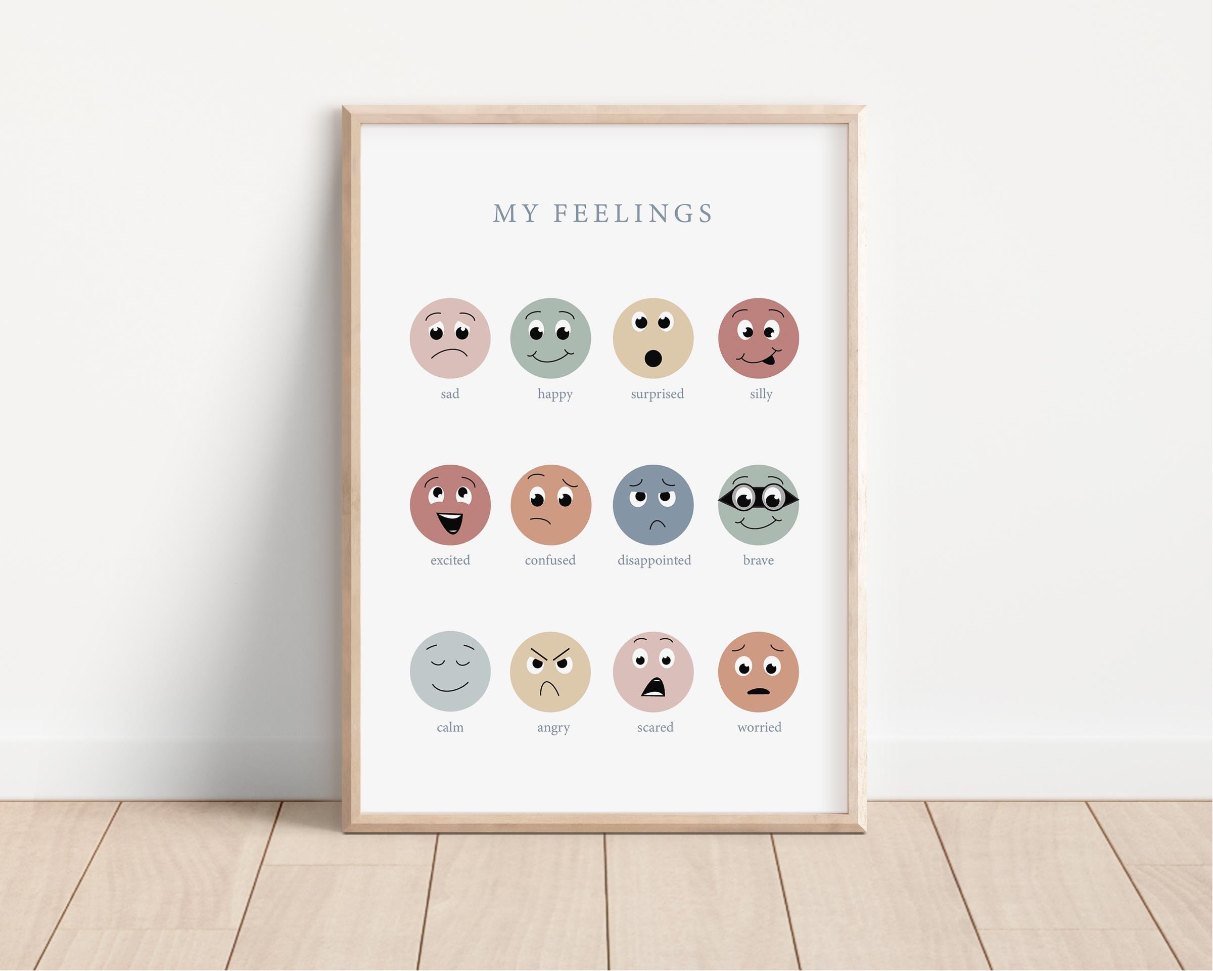 Emotions Chart Art Print Rainbow Feelings Print Watercolor Educational ...