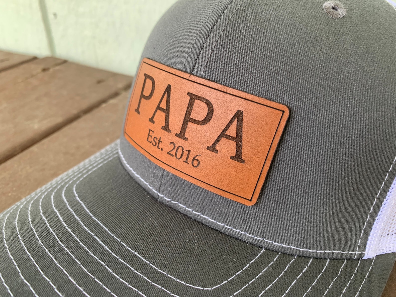 Fathers Day Papa Est Hat REAL LEATHER Gift for New PAPA New | Etsy