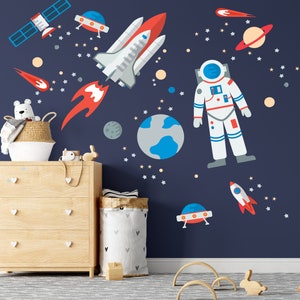 Outer Space Fabric Wall Stickers, Rocket Ship Wall Decal Astronaut ...
