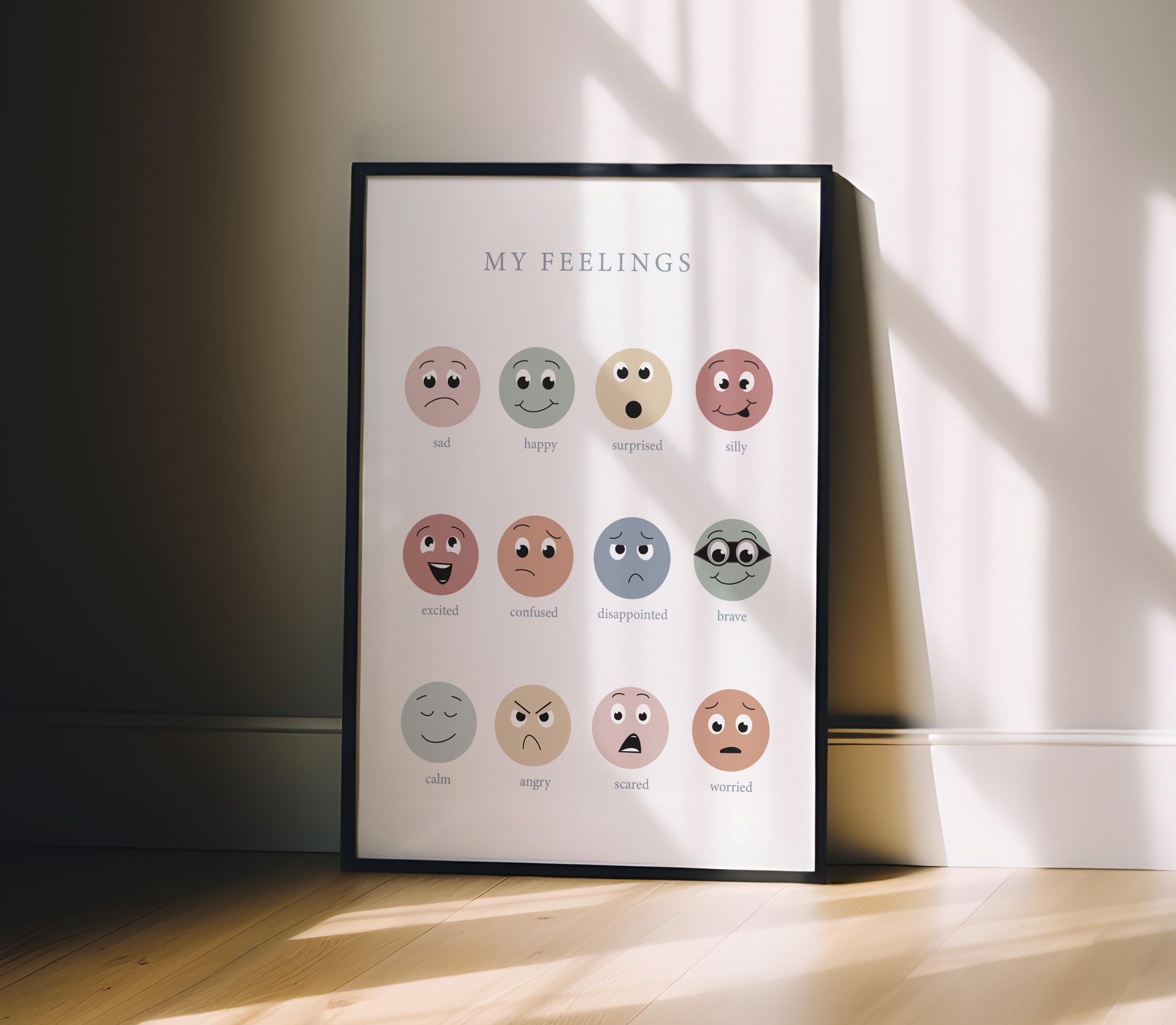 Emotions Chart Art Print Rainbow Feelings Print Watercolor Educational ...