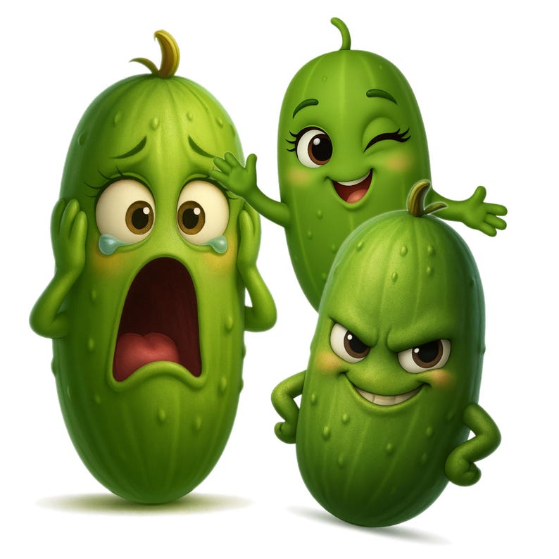 20 Gherkin Pickle Sticker Pack • Funny Cucumber Characters • PNG ...