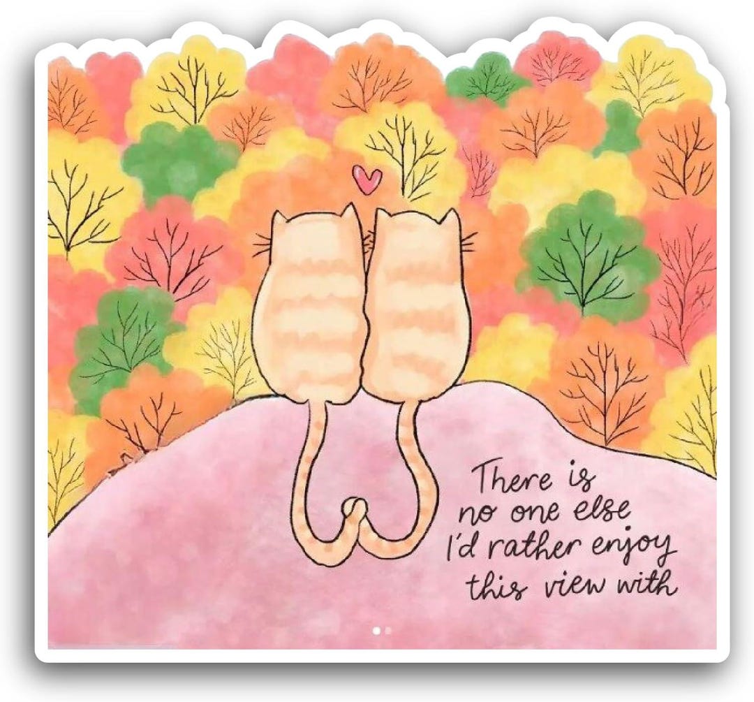 2 (pieces) 3" and 5" Cartoon Cat Couple Sticker, Waterproof Vinyl ...