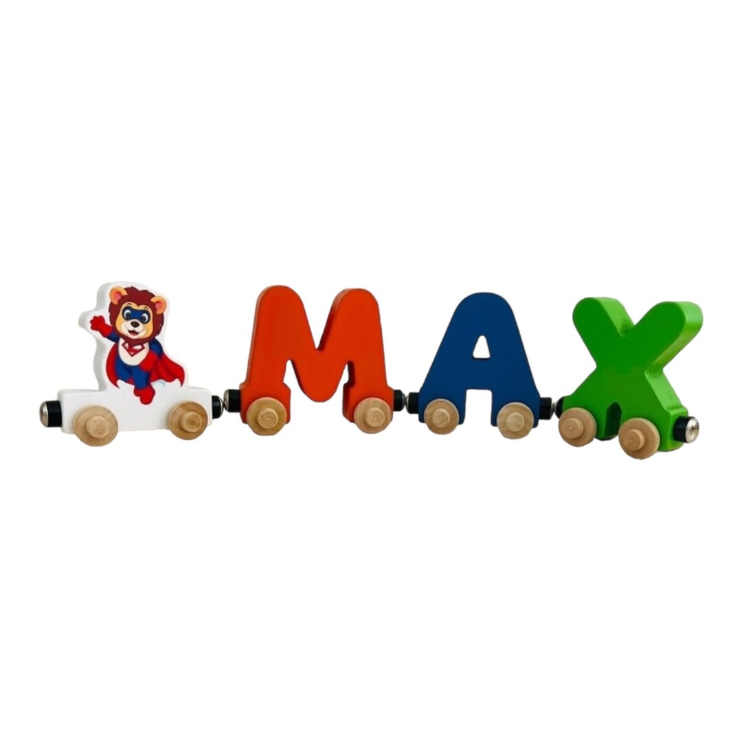 Build Your Own Train With a Superhero Lion. Personalized Wooden ...