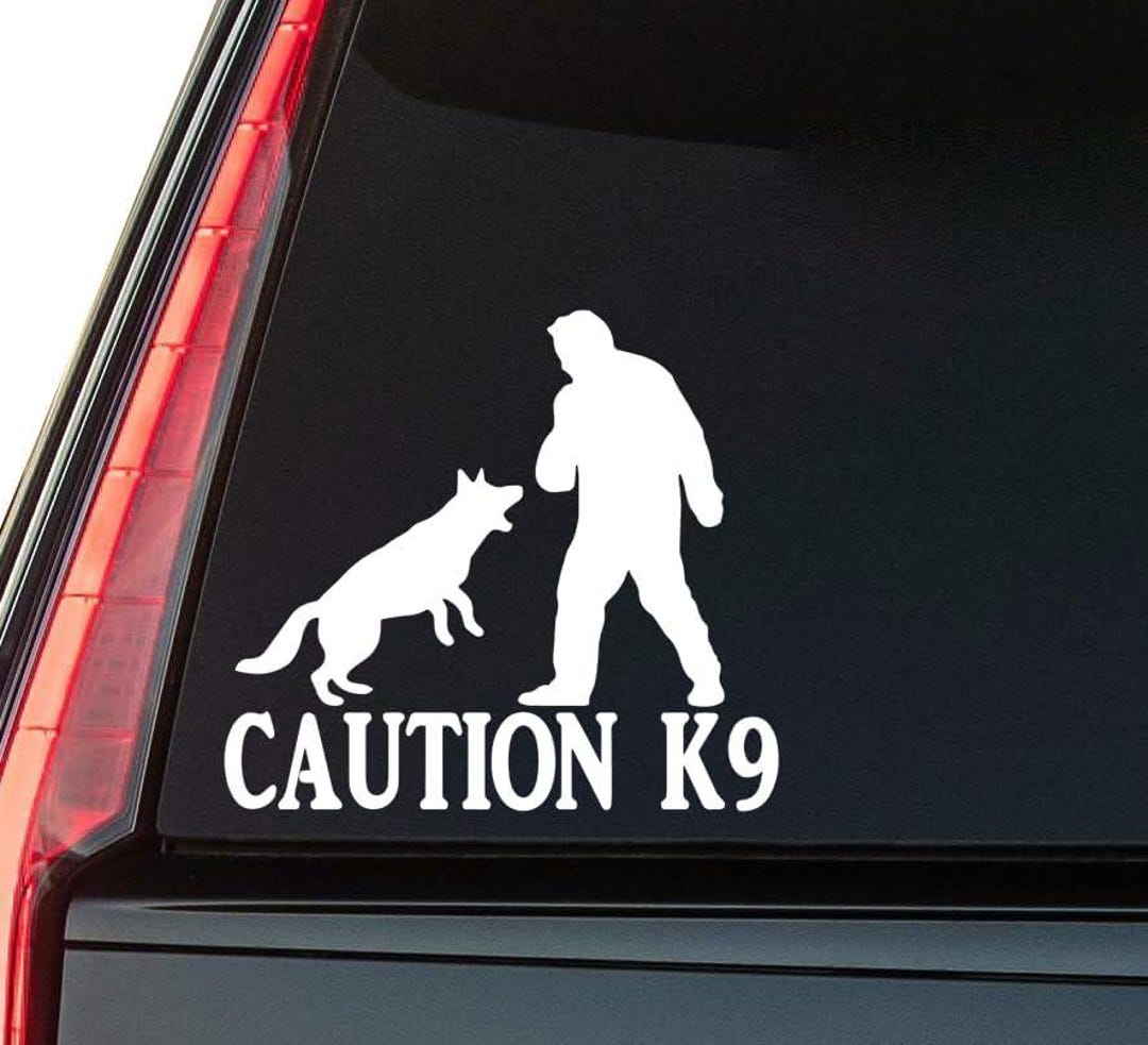 Caution K9 Window Vinyl Decal Sticker 6" (white), Waterproof Vinyl ...