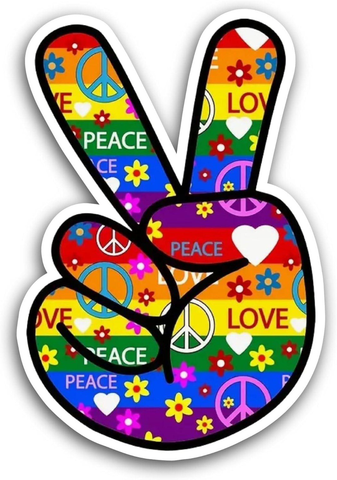 2 (pieces) 3" and 5" Peace Sign Sticker, Waterproof Vinyl Decals for ...