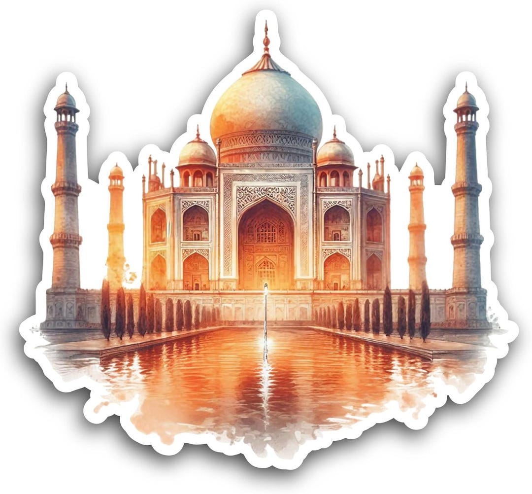 2 (pieces) 3" and 5" Taj Mahal Sticker, Waterproof Vinyl Decals for ...