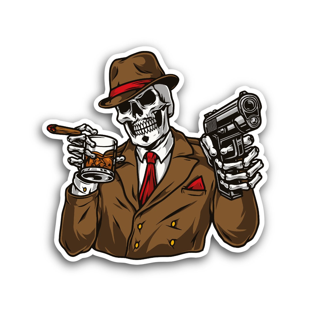 Custom Made Genuine Vinyl Stickers Decals 3 and 5 Gangster Skull ...