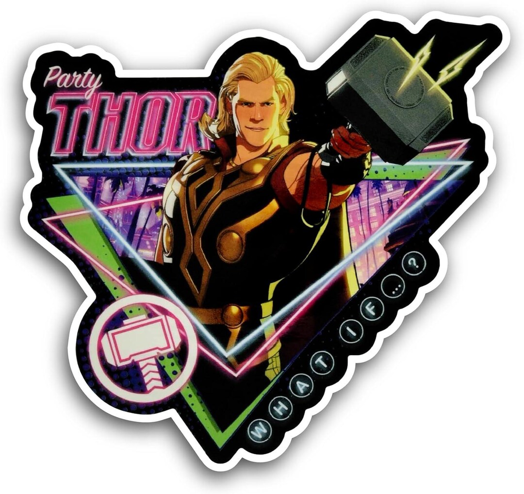 2 (pieces) 3" and 5" Party Thor Sticker, Waterproof Vinyl Decals for ...