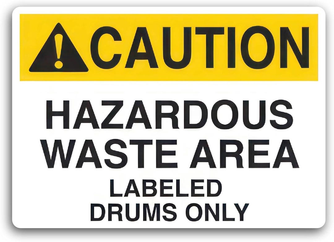 2 (pieces) 3" and 5" Caution Hazardous Waste Area Sticker, Waterproof ...