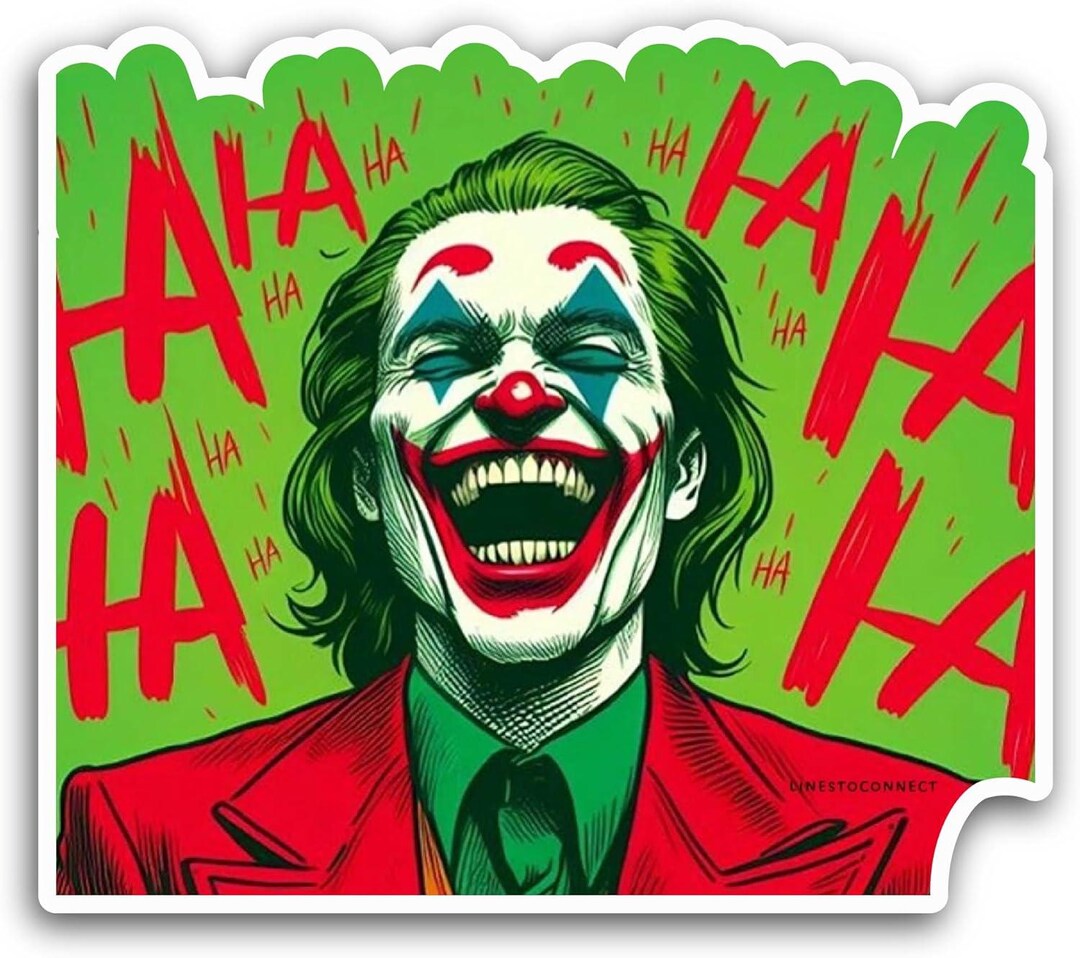 2 (pieces) 3" and 5" Laughing Joker Sticker, Waterproof Vinyl Decals ...
