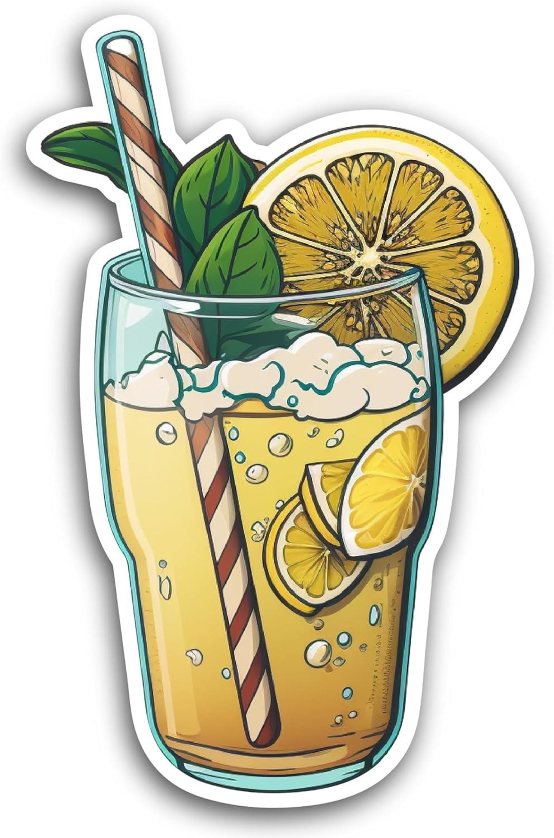 2 (pieces) 3" and 5" Lemon Juice Sticker, Waterproof Vinyl Decals for ...