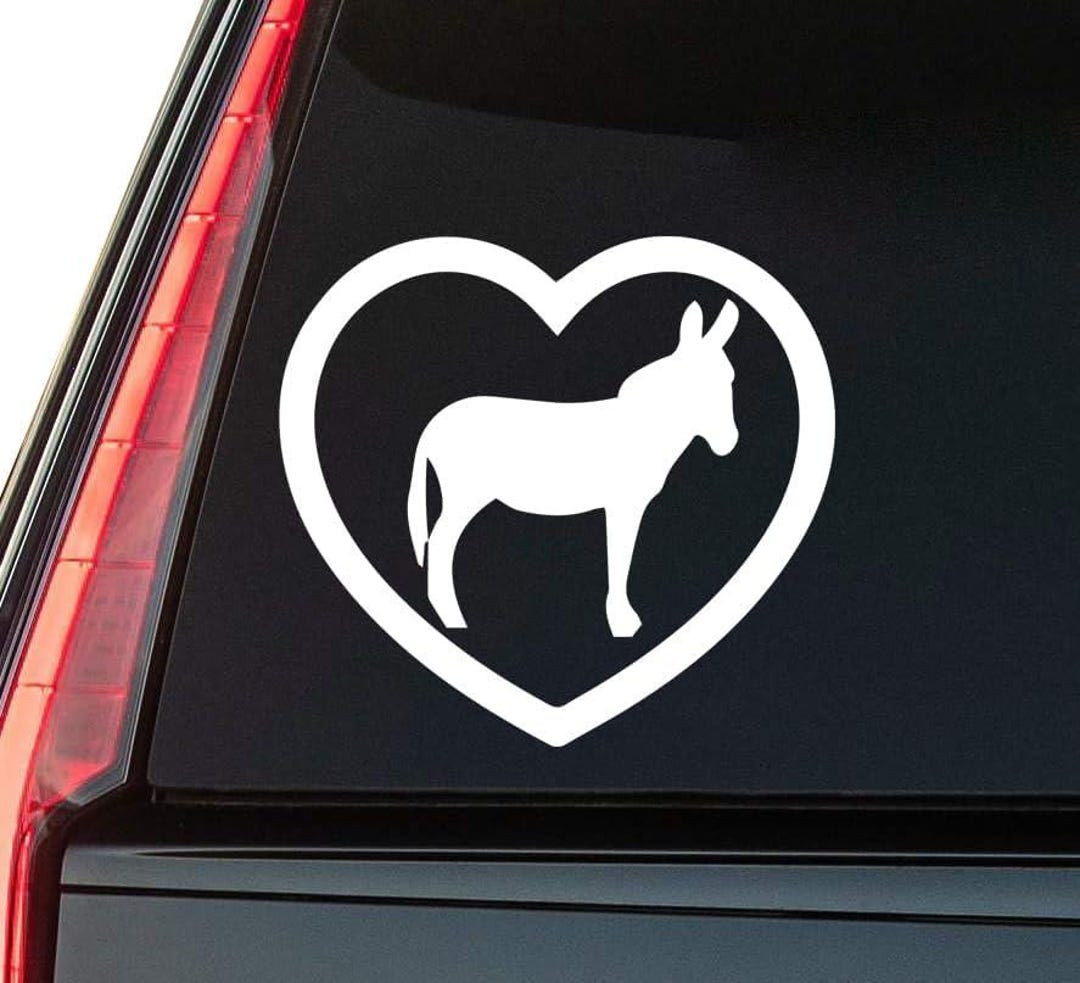 Donkey Heart Window Vinyl Decal Sticker 6" (white), Waterproof Vinyl ...