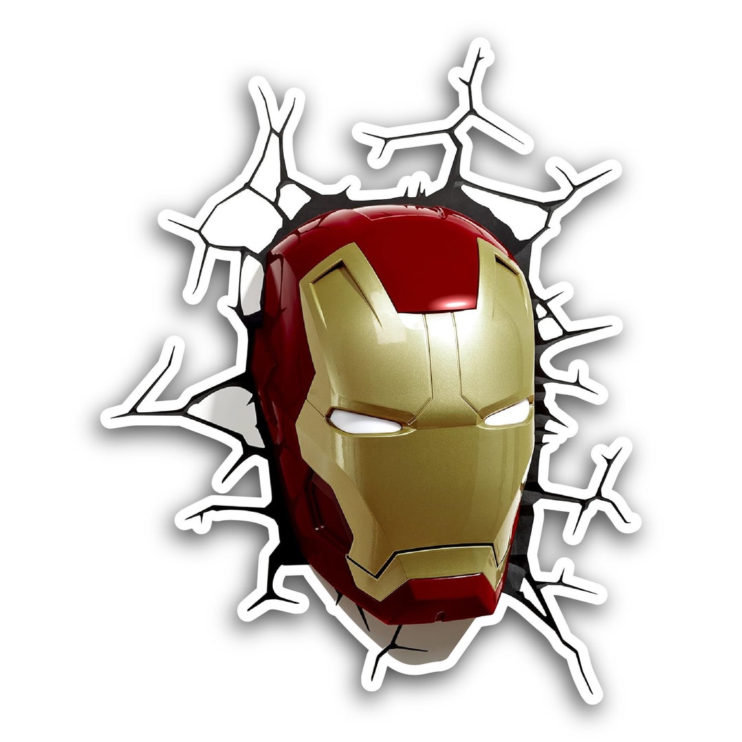 Custom Made Genuine Vinyl Stickers Decals 3" and 5" Iron Man Face Mask ...