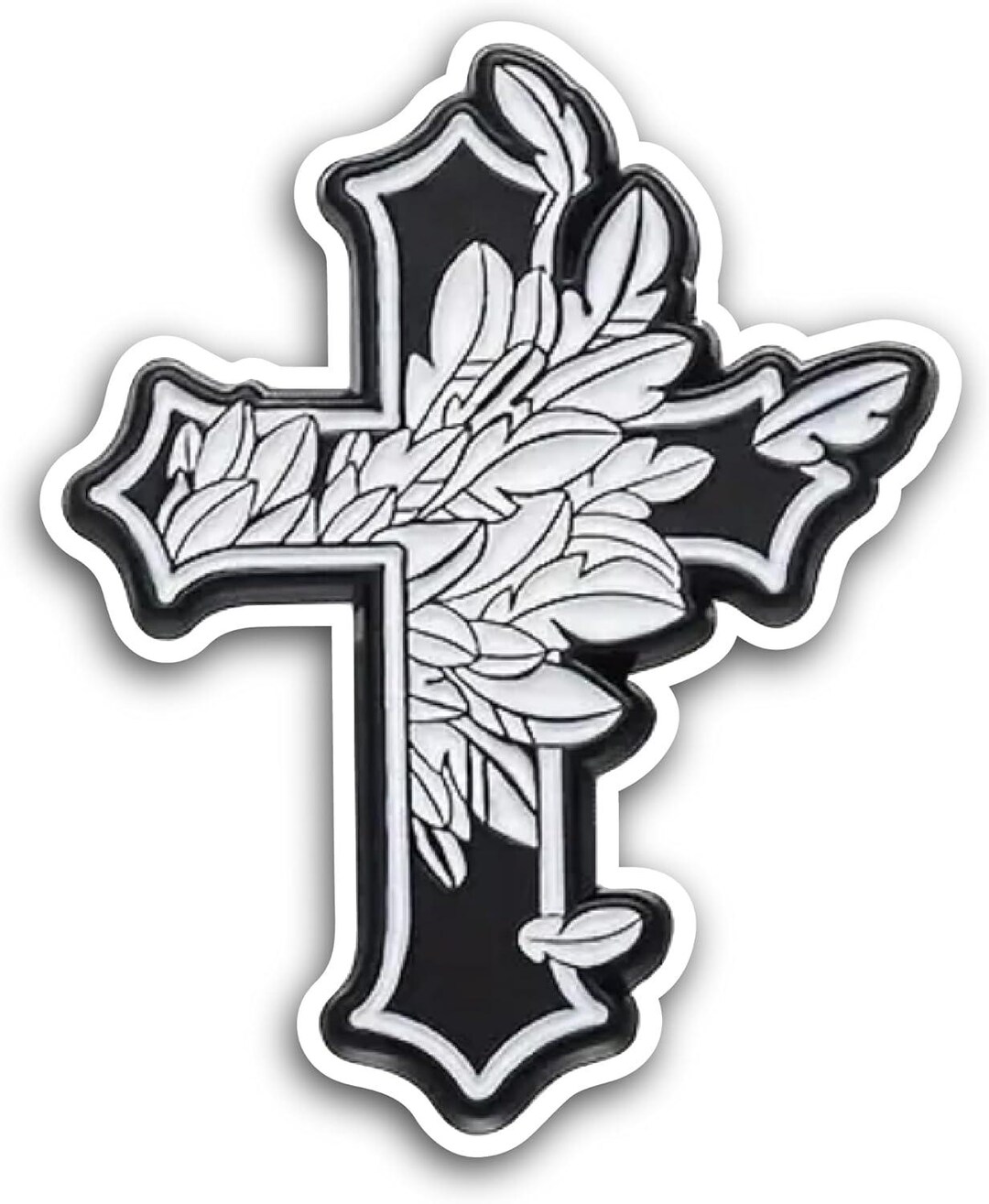 2 (pieces) 3" and 5" Black Cross Sticker, Waterproof Vinyl Decals for ...
