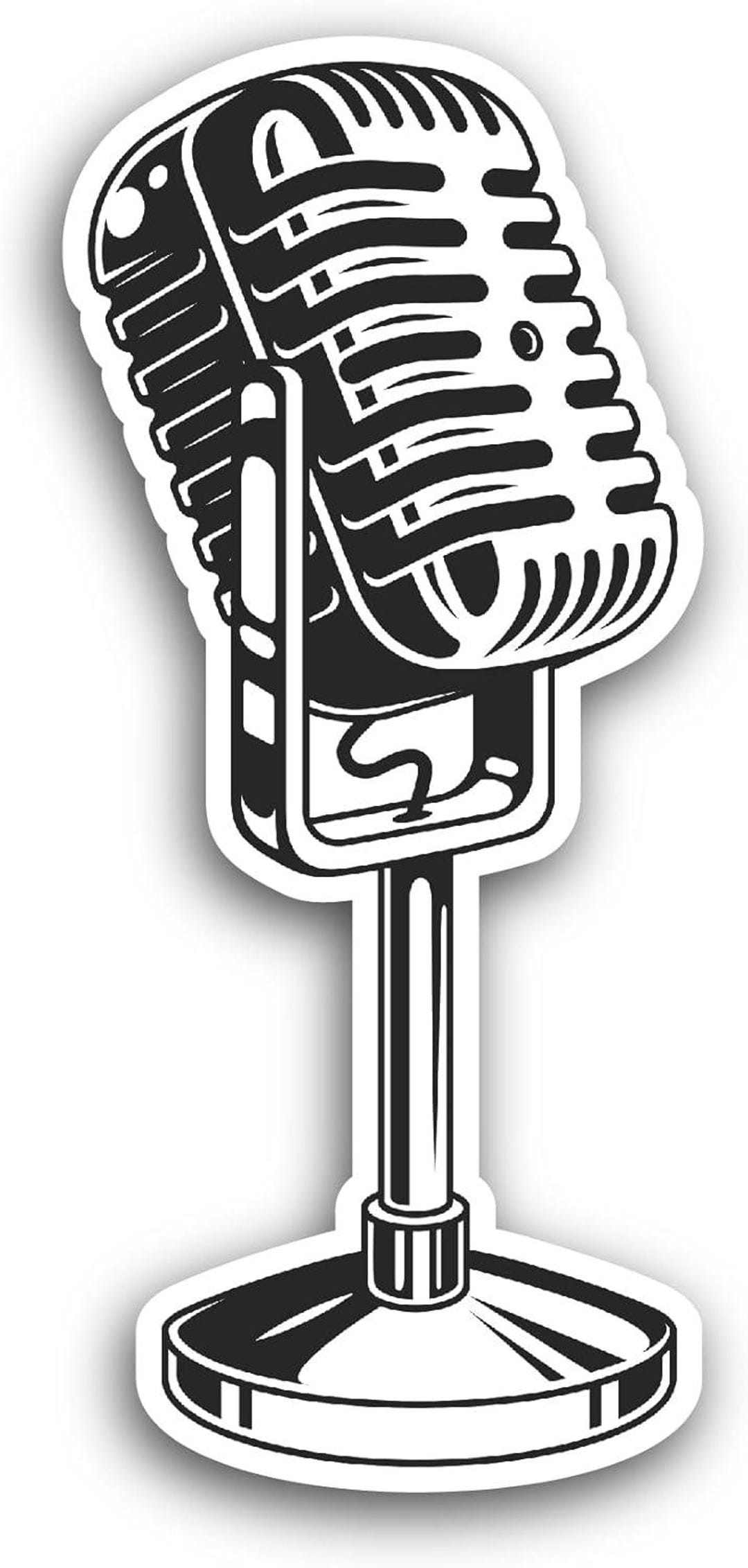 2 (pieces) 3" and 5" Microphone Clip Art Sticker, Waterproof Vinyl ...