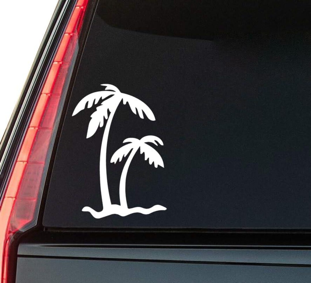 Coconut Trees Window Vinyl Decal Sticker 6" (white), Waterproof Vinyl ...