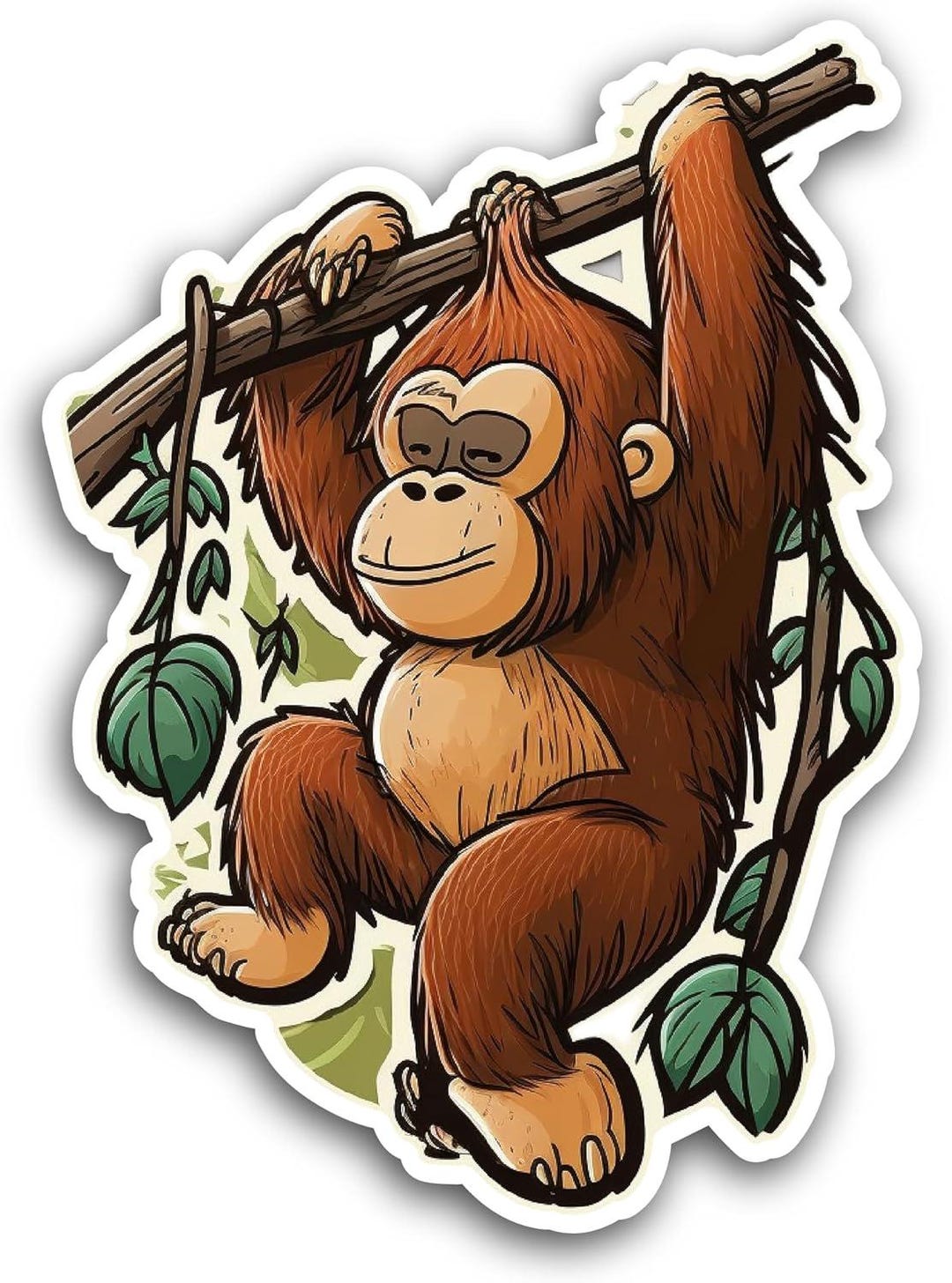 2 (pieces) 3" and 5" Cute Orangutan Sticker, Waterproof Vinyl Decals ...