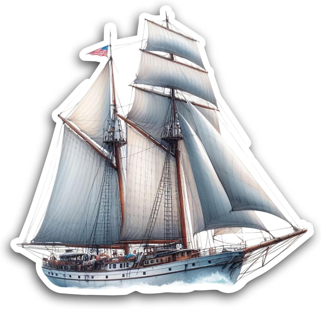 2 (pieces) 3" and 5" Sailing Ship Sticker, Waterproof Vinyl Decals for ...