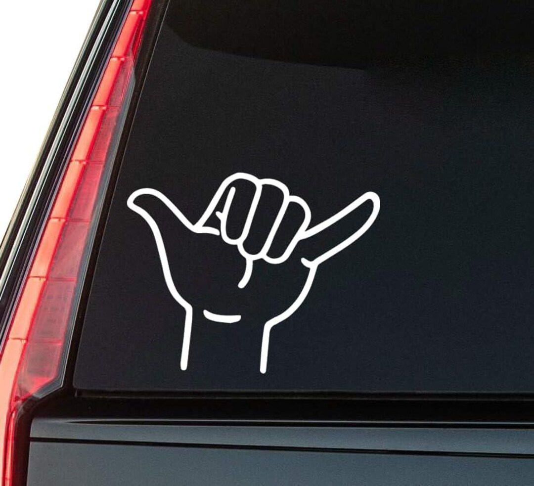 Shaka Hand Sign Window Vinyl Decal Sticker 6" (white), Waterproof Vinyl ...