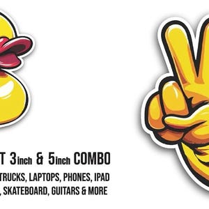 2 (pieces) 3" and 5" Rubber Duck Sticker, Waterproof Vinyl Decals for ...