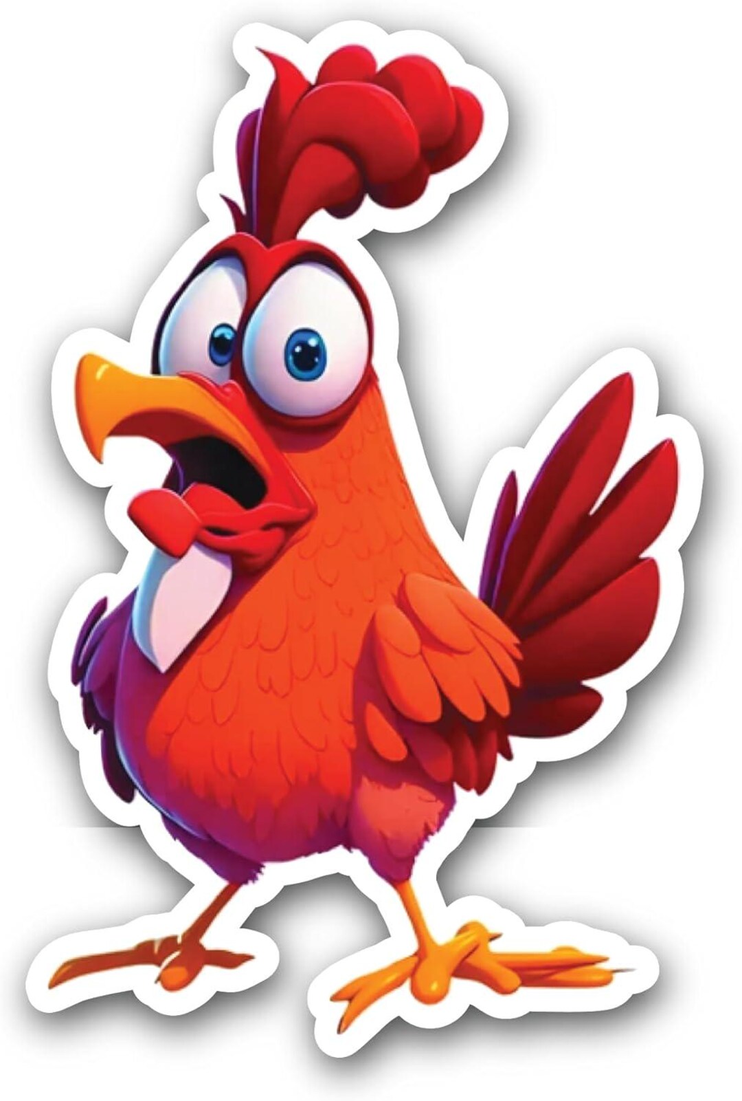 2 (pieces) 3" and 5" Cartoon Rooster Sticker, Waterproof Vinyl Decals ...
